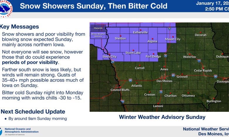 Snow Showers, Strong Winds, and Bitter Cold to Impact Northern Iowa ...